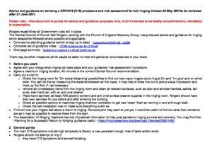 Advice and guidance for bell ringing C19 risk assessment and procedure ...